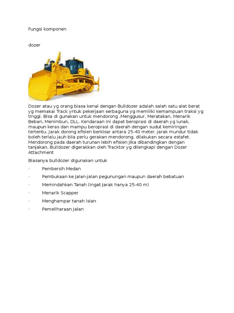 Fungsi Komponen" ALAT BERAT | PDF