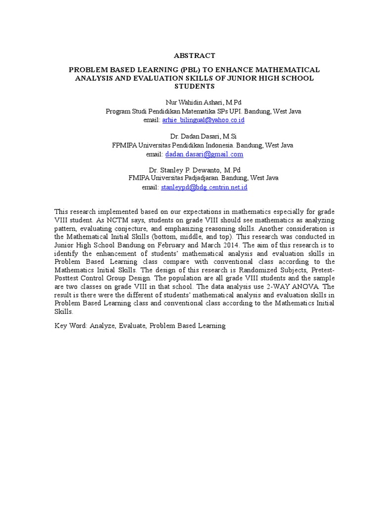 Problem Based Learning Implementation | PDF