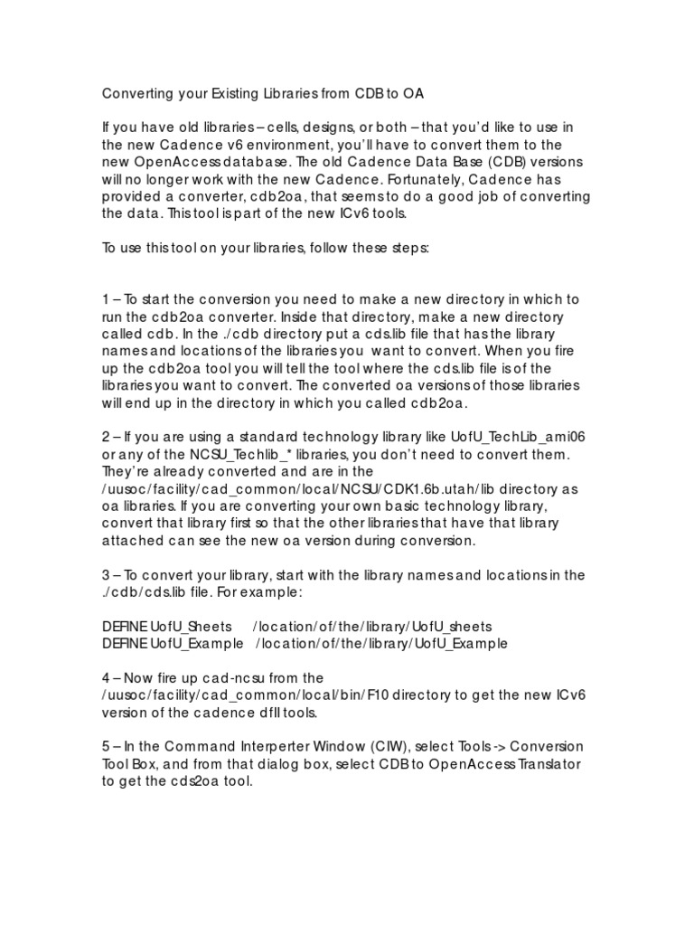 Converting Your Existing Libraries From CDB To OA | PDF | Library ...