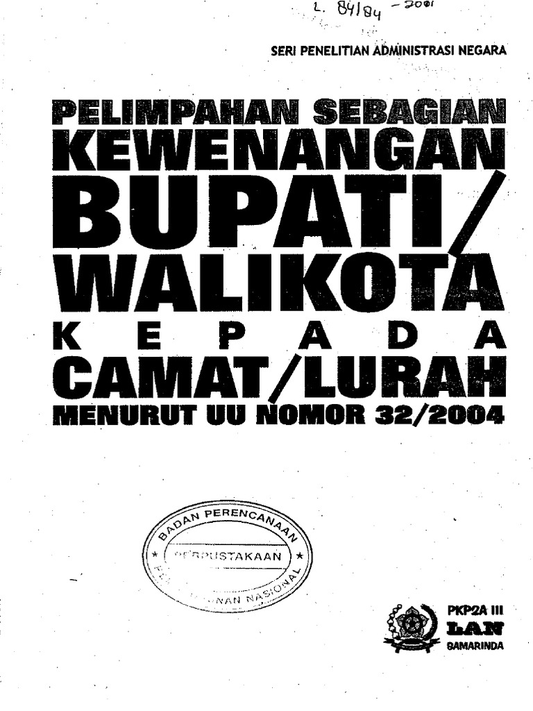 Buku Pelimpahan Wewenang Walikota Ke Camat | PDF