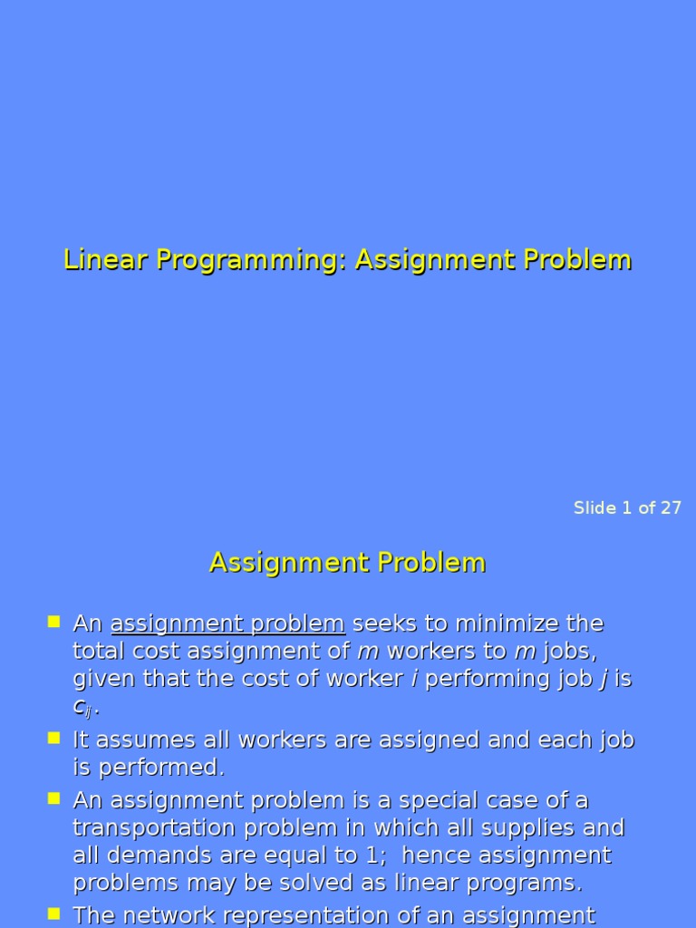 Linear Programming: Assignment Problem | PDF | Systems Analysis ... Linear Programming: Assignment Problem | PDF | Systems Analysis ...