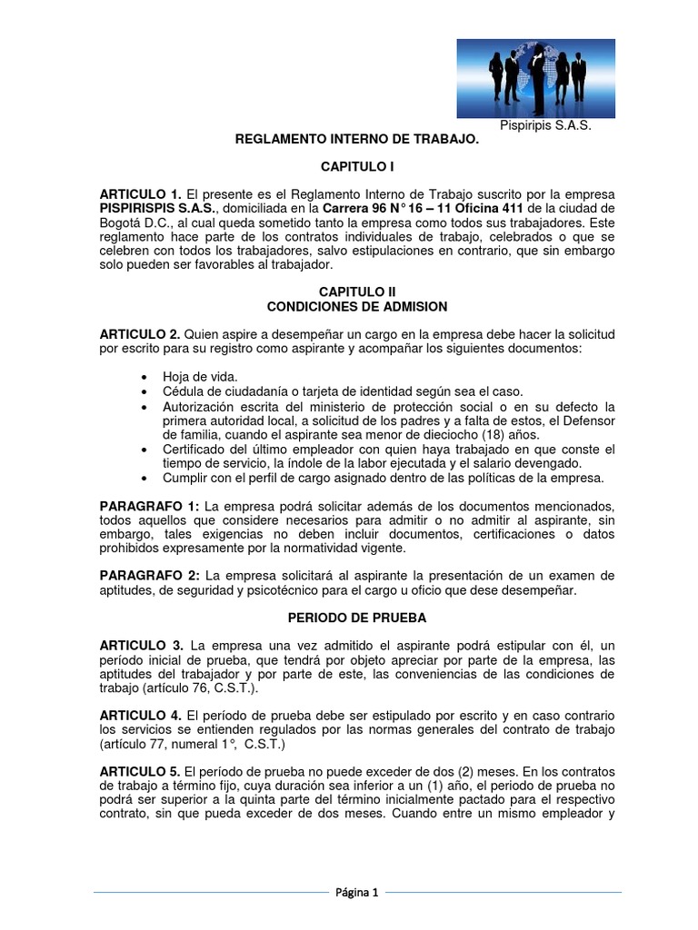 Reglamento Interno de Trabajo | PDF | Salario | Derecho laboral