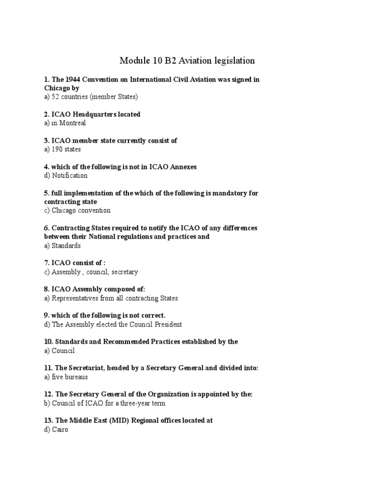 Module 10 B2 Aviation Legislation | PDF | Industries | Aircraft