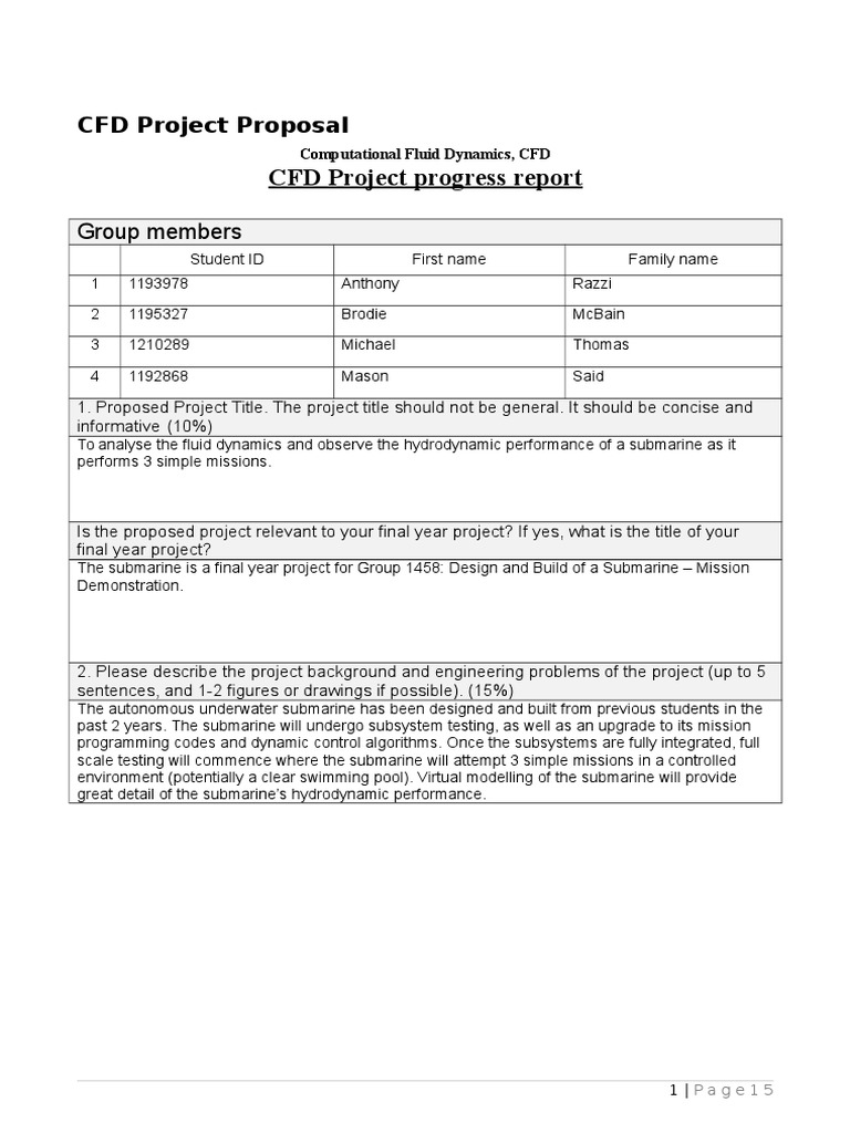 CFD Progress Report | PDF | Computational Fluid Dynamics | Submarines