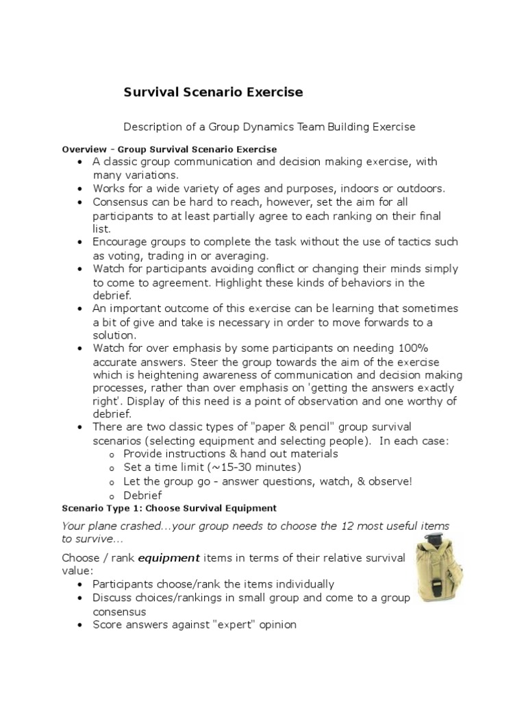 Survival Scenario Team Building Exercise | PDF | Consensus Decision ...