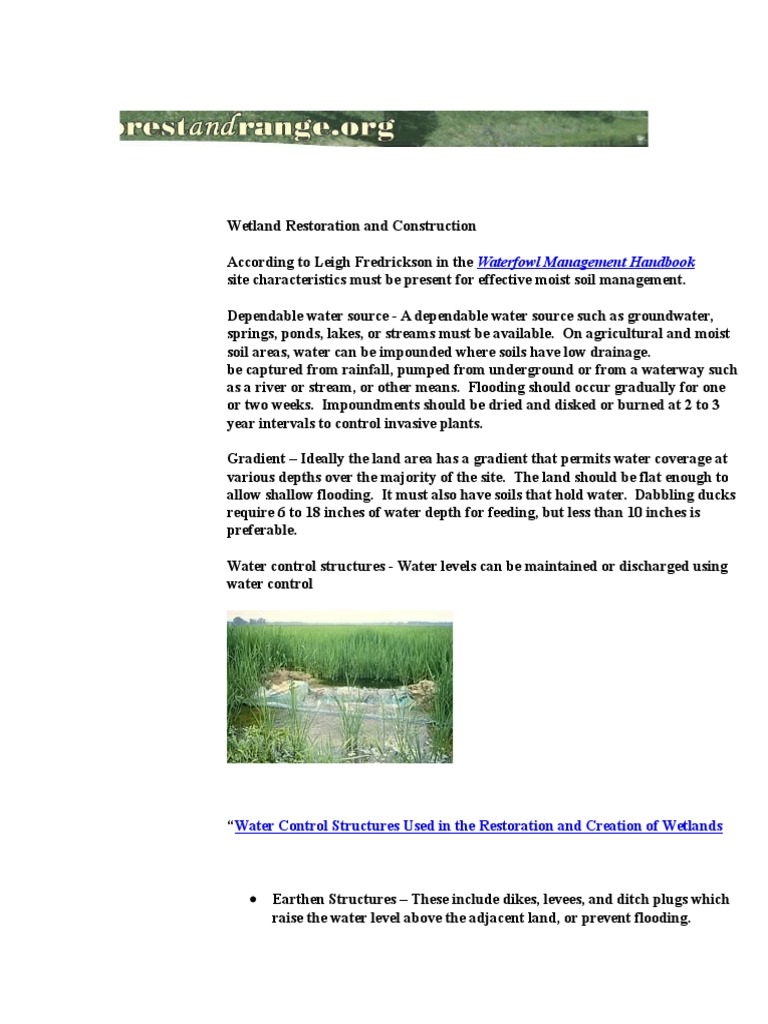 Waterfowl Management Handbook: Water Control Structures Used in The ...