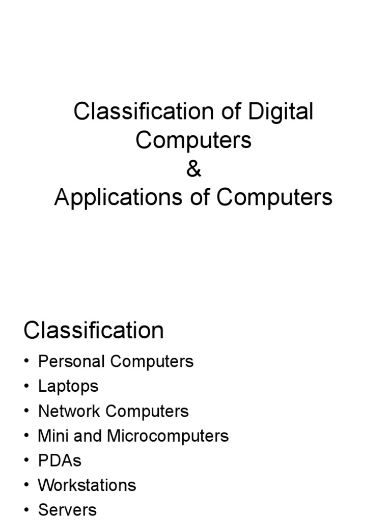 Classification of Digital Computers | PDF | Personal Computers ...