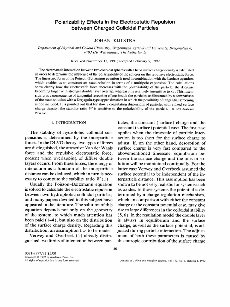 Polarizability Effects in The Electrostatic Repulsion Between Charged ...