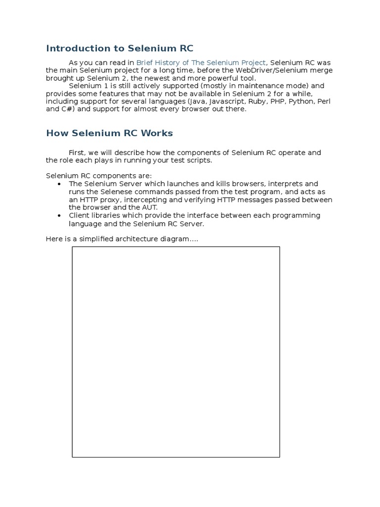 Introduction To Selenium RC: Brief History of The Selenium Project | Download Free PDF ...