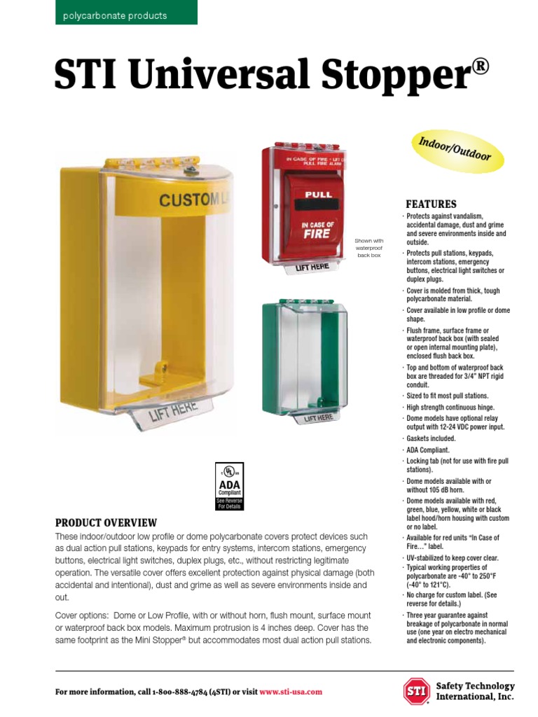 Sti Universal Stopper: Features | PDF | Manufactured Goods | Equipment