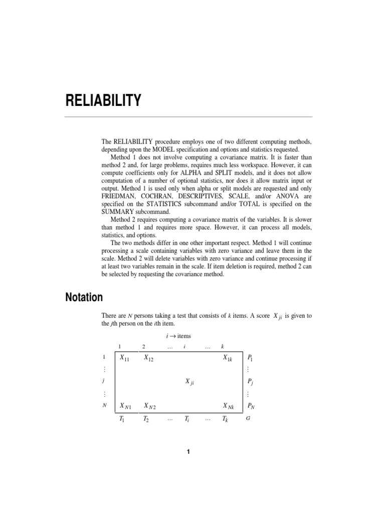 Reliability: Notation | PDF | Cronbach's Alpha | Confidence Interval