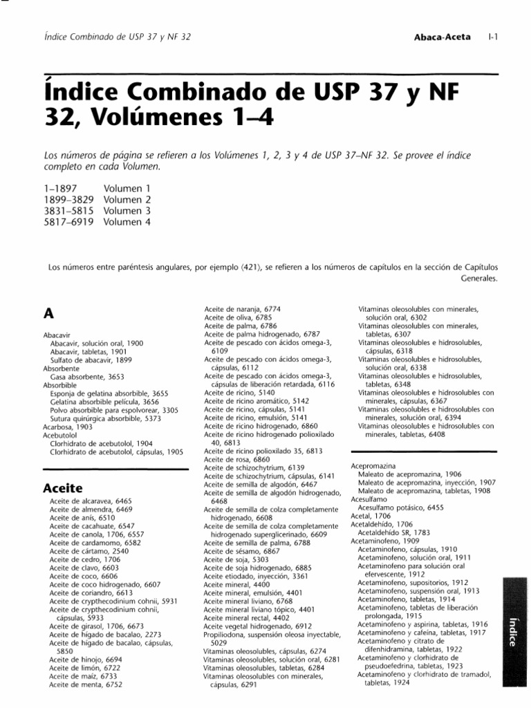 Indice Combinado USP 37 | PDF | Etanol | Amonio