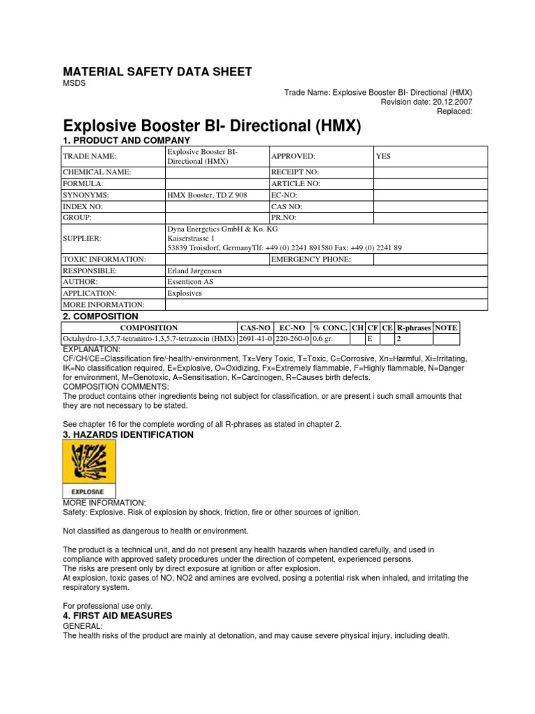 Msds Booster Un0456 | PDF | Personal Protective Equipment | Firefighting