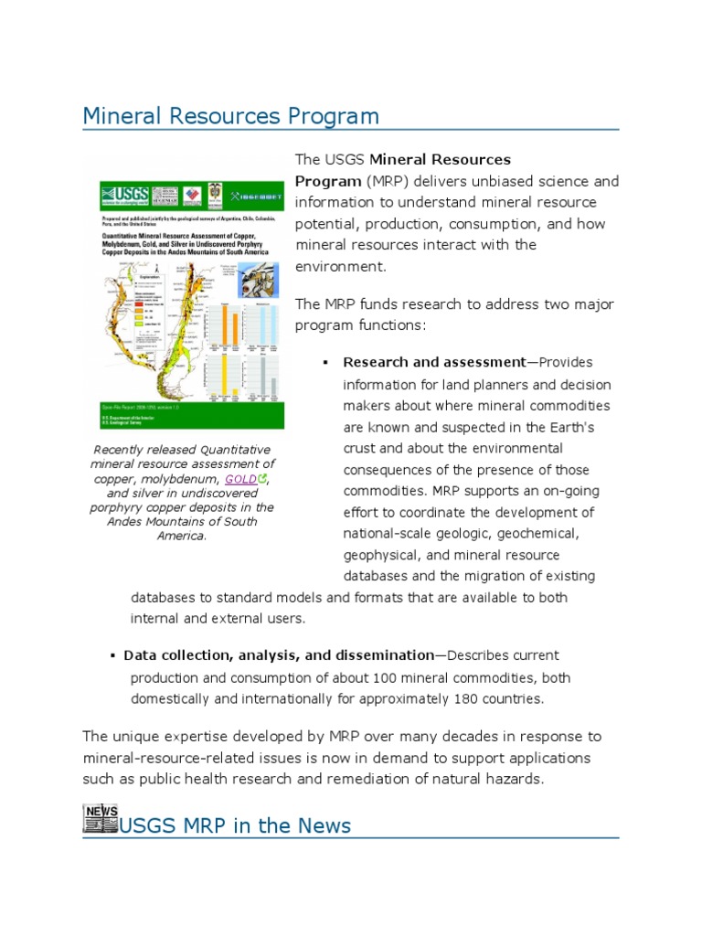 Mineral Resources Program: USGS MRP in The News | PDF | United States ...
