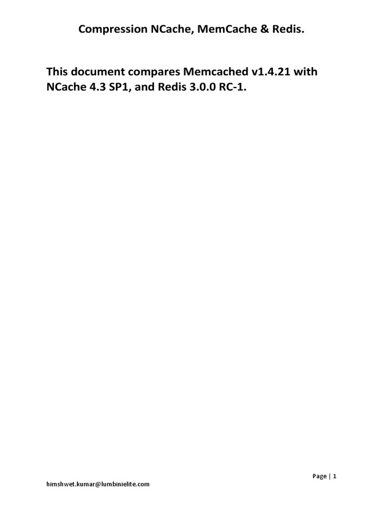 Comparison - NCache, MemCache & Redis | PDF | Disclaimer | Source Code