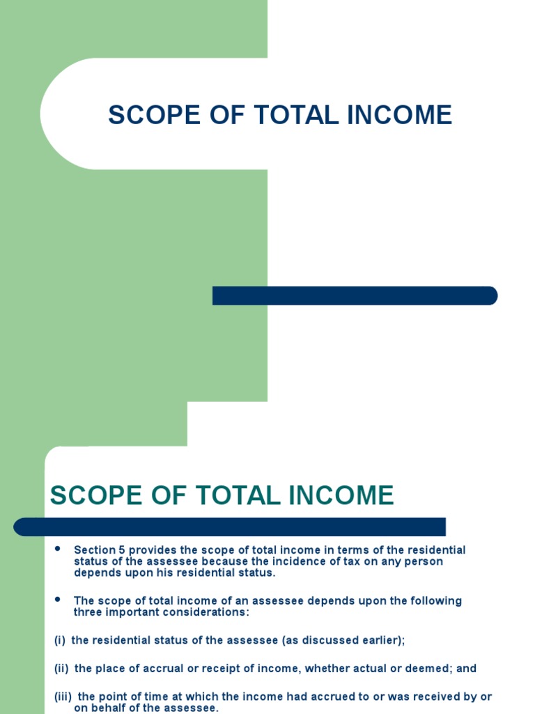 Scope of Total Income in Taxation | PDF | Government Finances | Taxes
