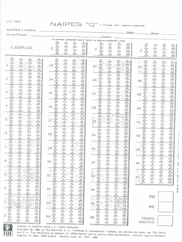 Plantilla - Hoja Test Naipes | PDF