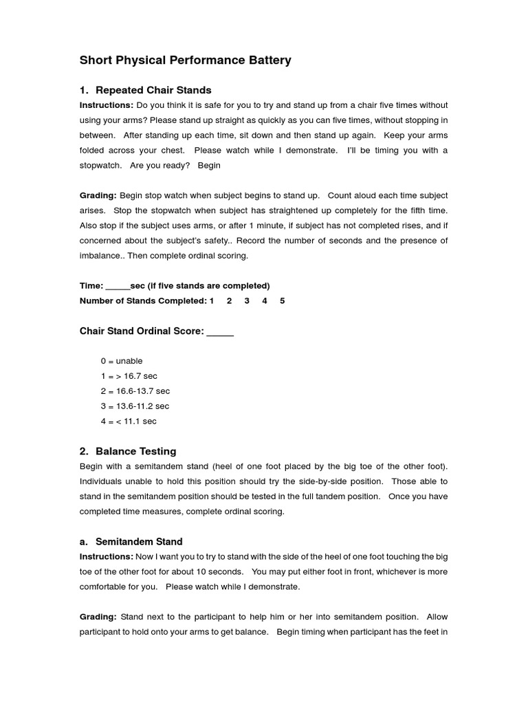 Assessing Physical Mobility and Balance Through the Short Physical ...