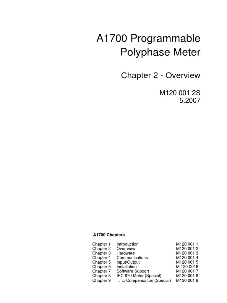 A1700 Programmable Polyphase Meter: Chapter 2 - Overview | PDF | Root ...
