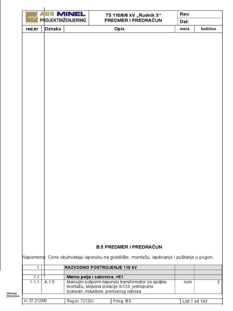 B.5 Predmer I Predracun | PDF