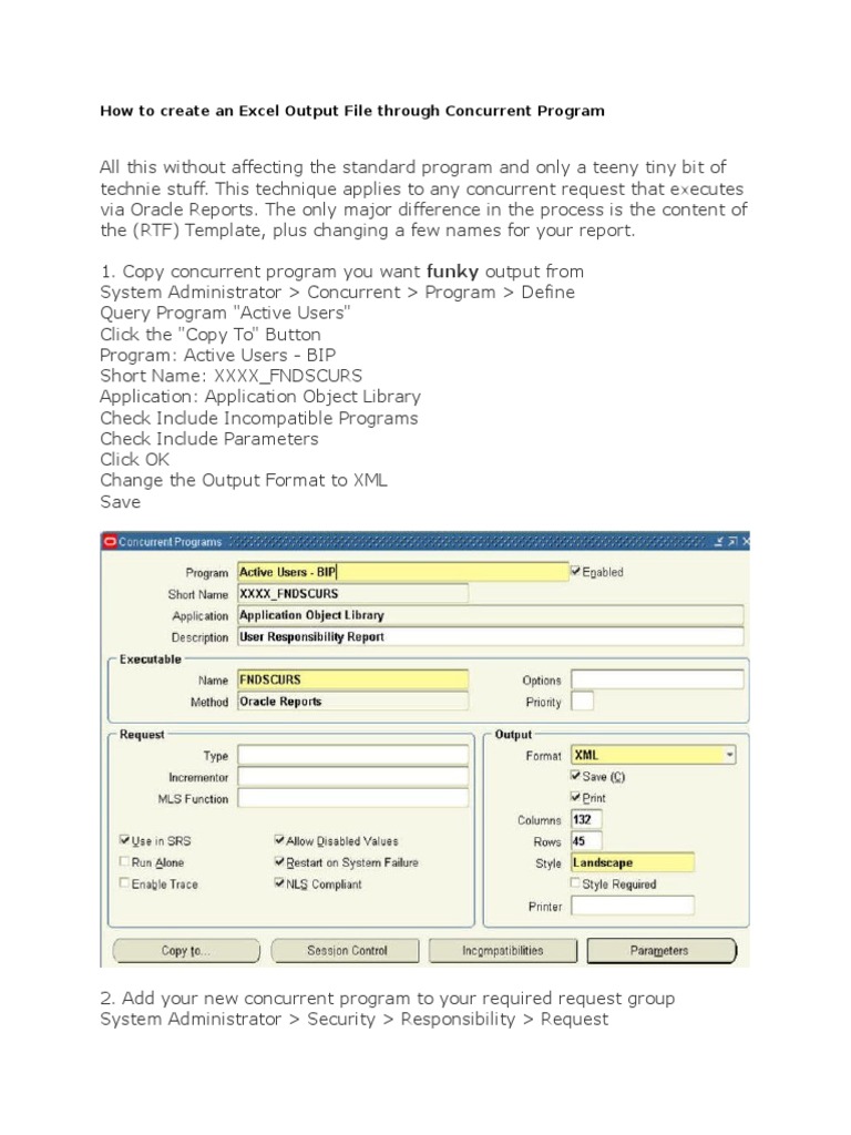 How To Create An Excel Output File Through Concurrent Program | PDF | Microsoft Excel | Internet ...