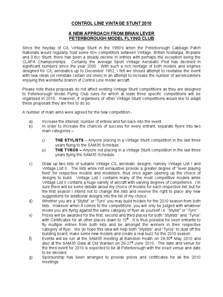 Control Line Vintage Stunt 2010 | PDF | Vehicles | Aircraft