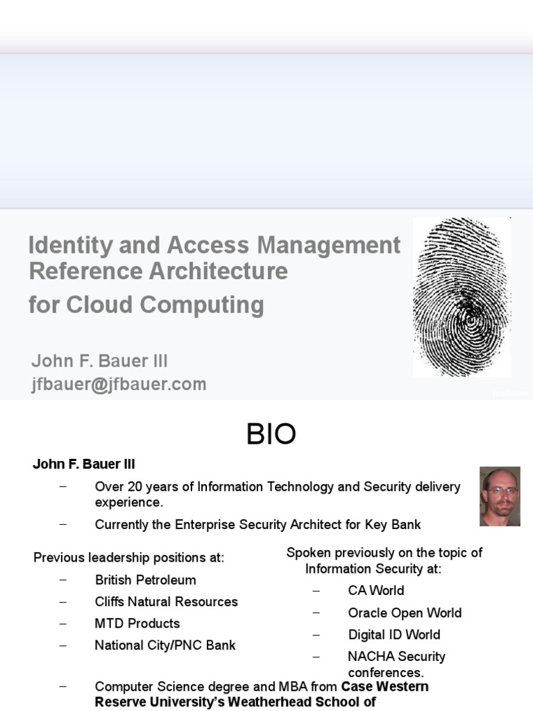 Identity and Access Management Reference Architecture For Cloud ...