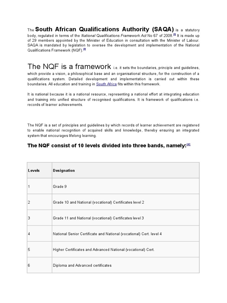 NQF Saqa | PDF | Academic Certificate | Academia