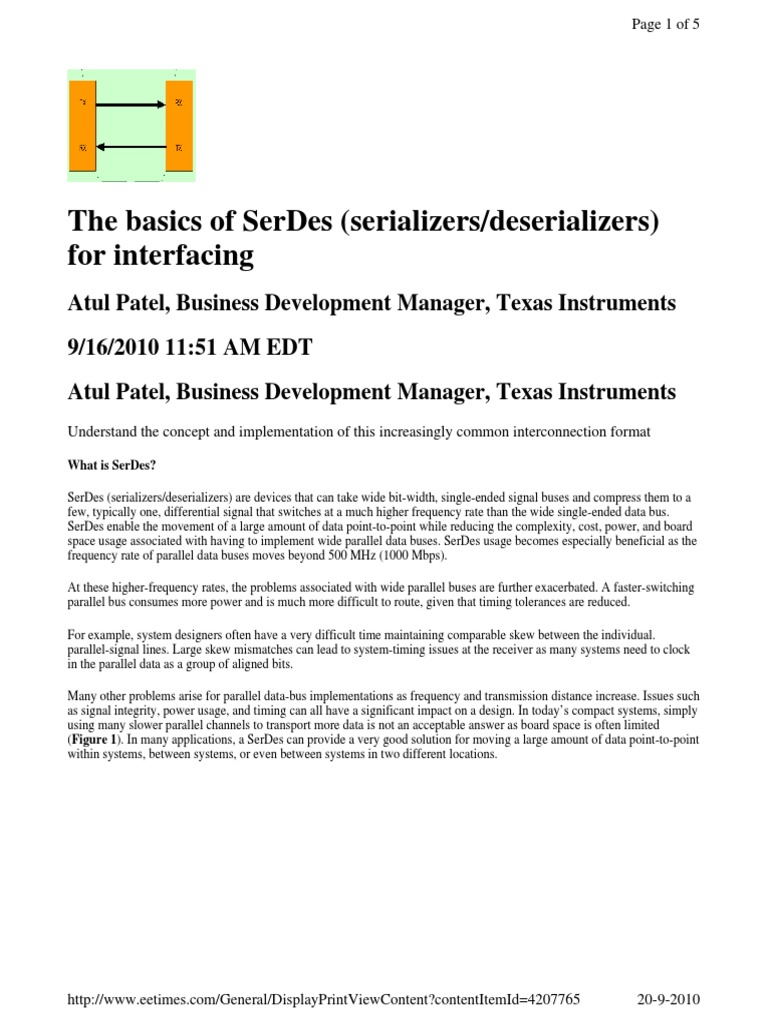 Basics of A SerDes | Download Free PDF | Data Transmission | Electronic ...