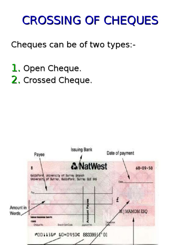 Crossing of Cheques | Cheque | Negotiable Instrument