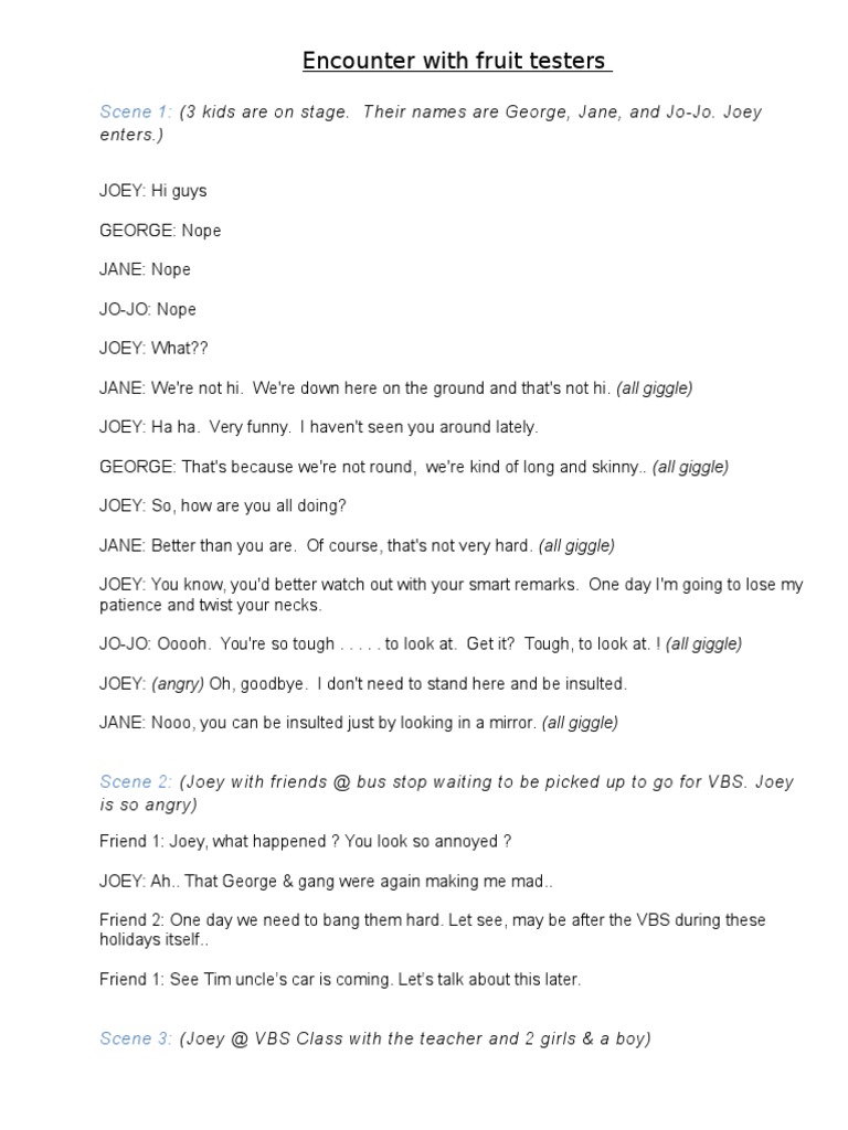 Script - Christian Skit | Fruit Of The Holy Spirit