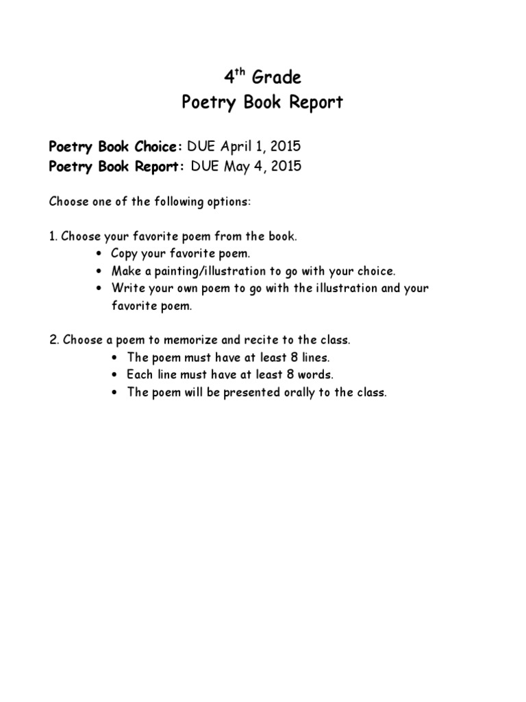 4th Grade Poetry Project | PDF