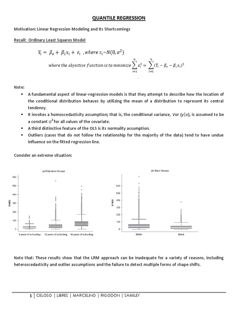 Quantile Regression (Final) PDF | PDF | Ordinary Least Squares | Regression Analysis