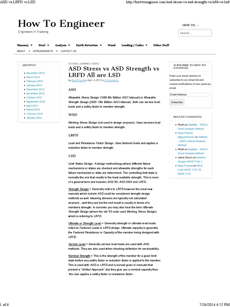 ASD vs LRFD vs LSD | Strength Of Materials | Structural Load