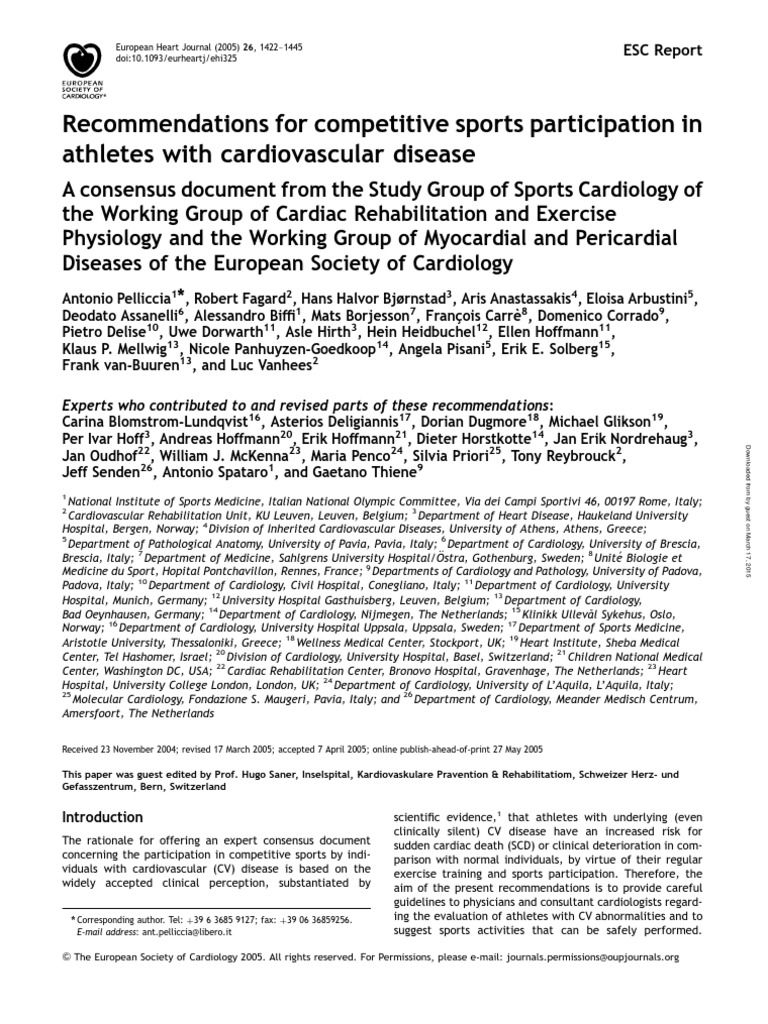 Recommendations For Competitive Sports Participation in Athletes With ...