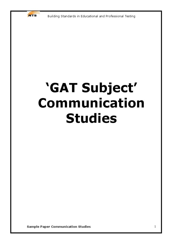 Sample Paper GAT Subject Communication Studies | PDF | Humanities ...