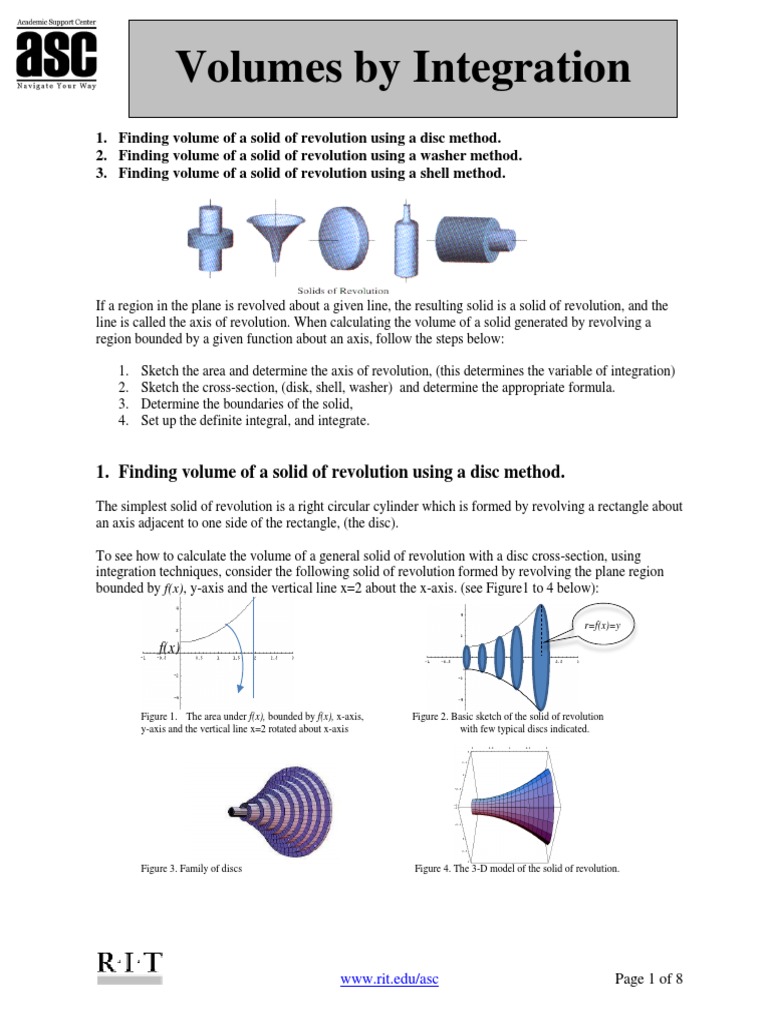 Volumes by Integration1 TRIGONOMETRY | Download Free PDF | Integral ...