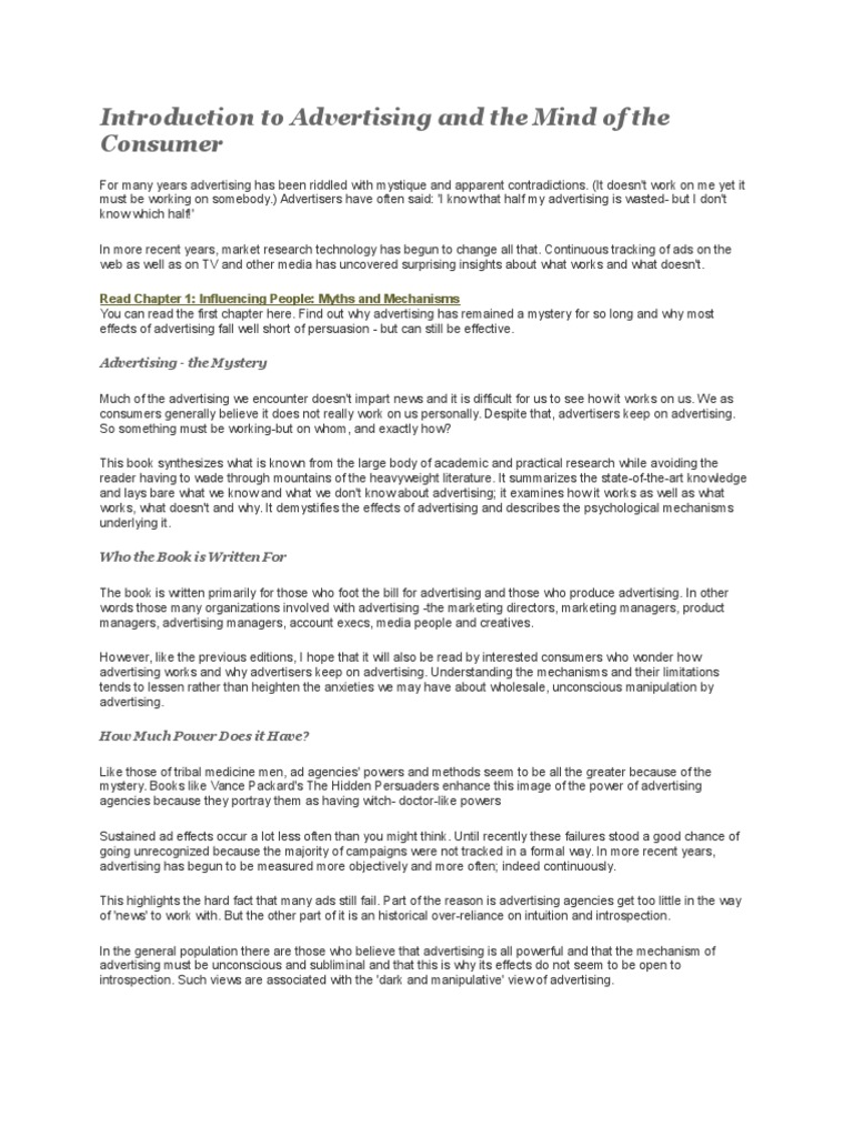 Advertising Insights & Consumer Mind | PDF | Advertising | Brand