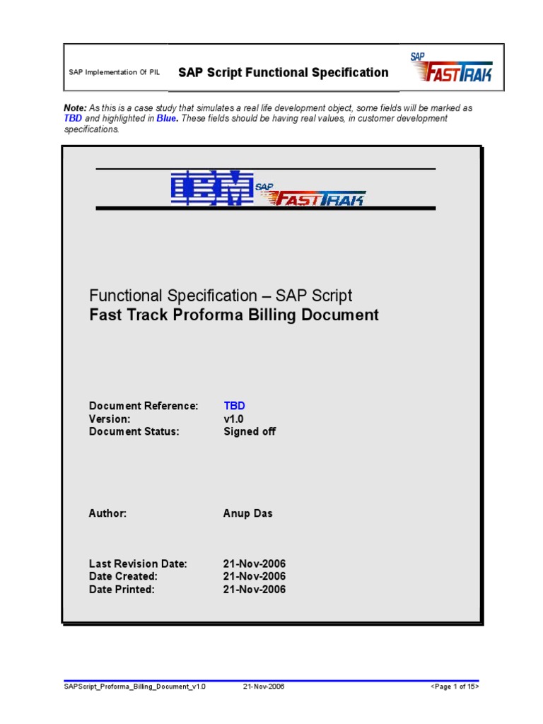 Sapscript Proforma Billing Document v1.0 | PDF | Pro Forma | Invoice