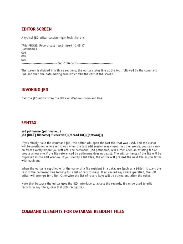Jbase JED | PDF | Command Line Interface | Computer Keyboard