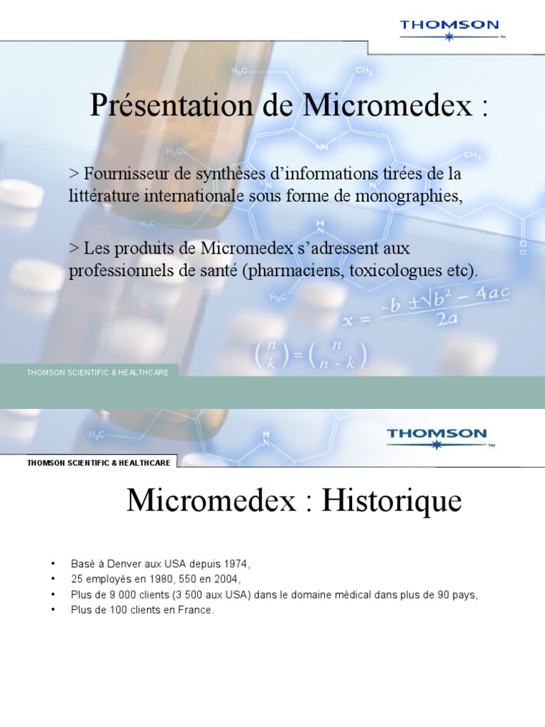 Présentation Micromedex | PDF | Médecine | Pharmacologie