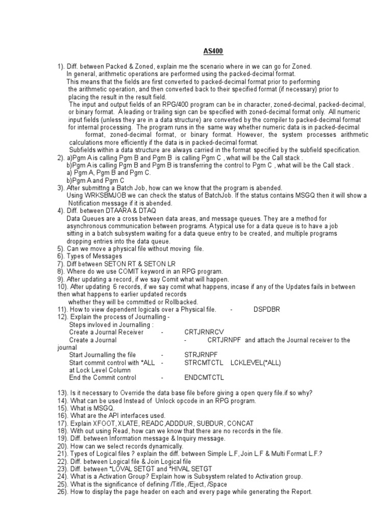AS400 Guide to Packed, Zoned, and Logical Files | PDF | Subroutine | C (Programming Language)