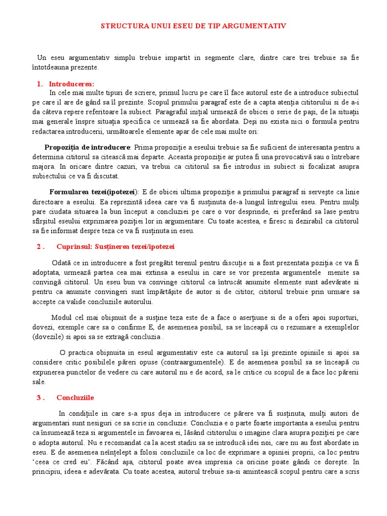 Text Argumentativ Modele Doc