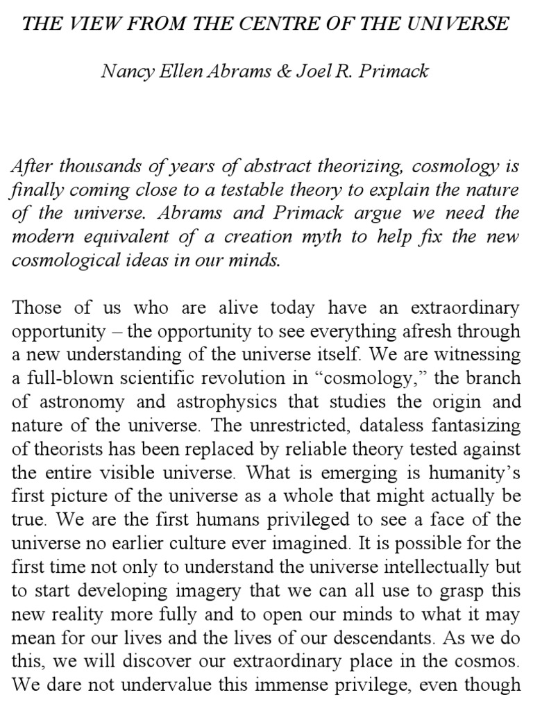 The View From The Centre of The Universe - Nancy Ellen Abrams & Joel R ...