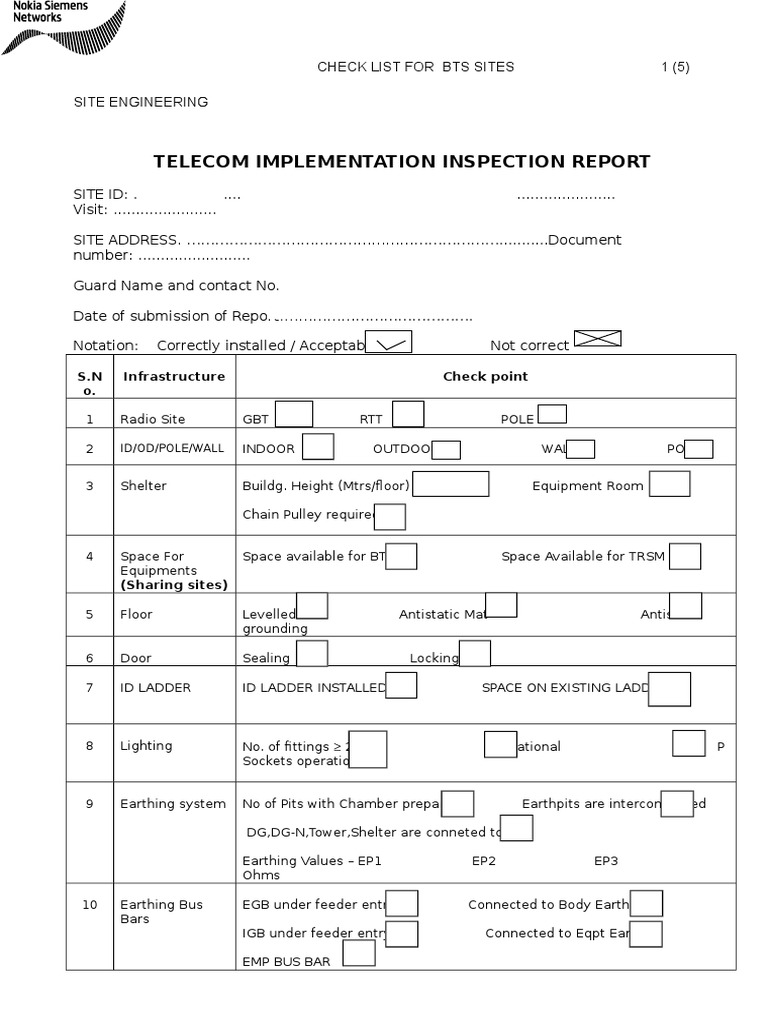 Comprehensive Site Checklist for Telecommunications Infrastructure ...
