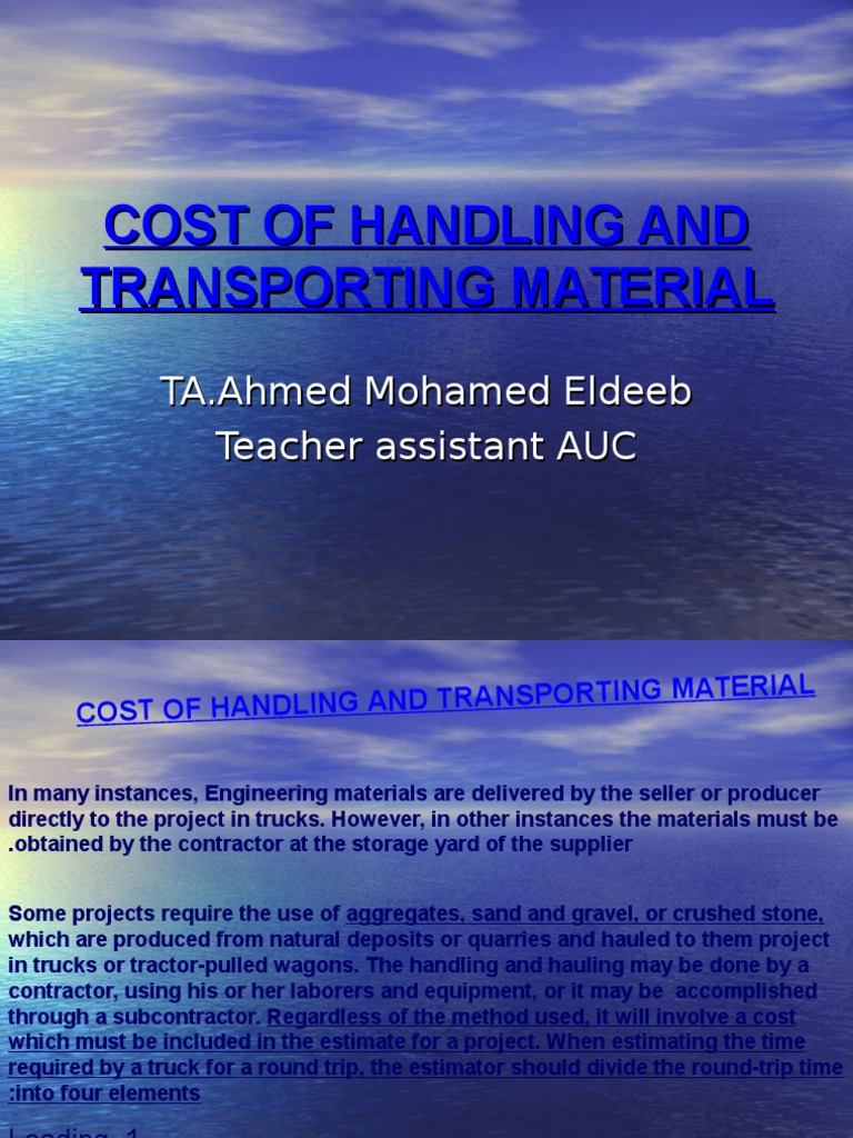 Cost of Handling and Transporting Material | PDF | Truck Driver | Truck