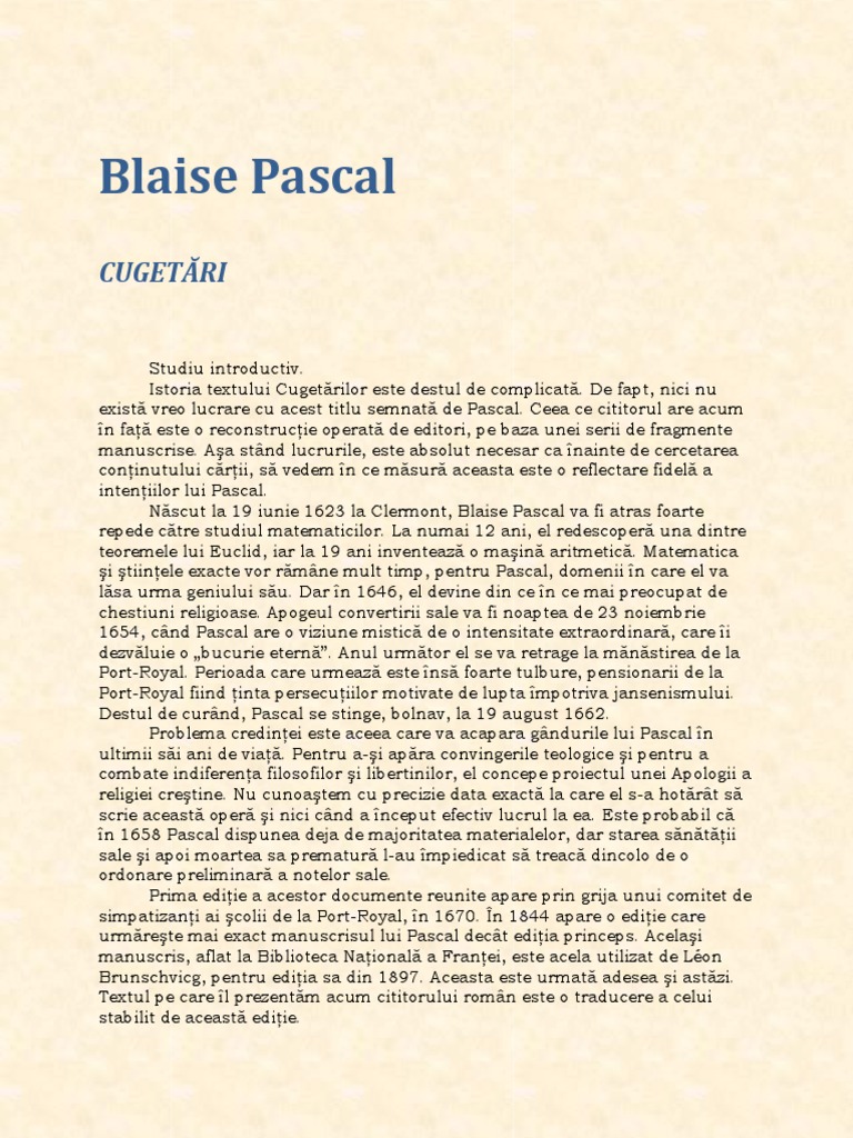 Blaise Pascal - Cugetari | PDF