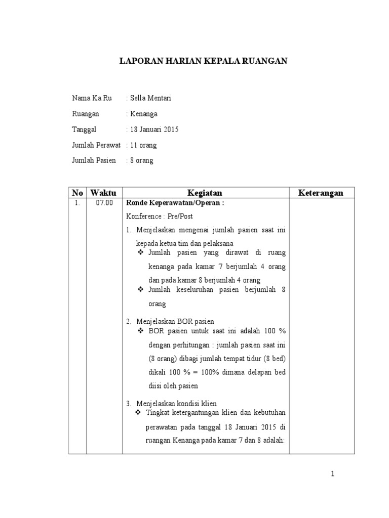 Contoh Laporan Kerja Harian Belaleather - Riset