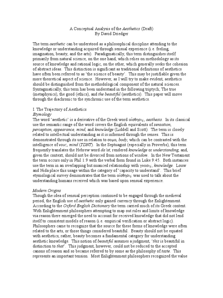 Conceptual Analysis of Aesthetics | PDF | Aesthetics | Epistemology