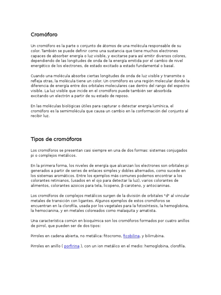 Cromóforos y Auxocromos en Química | PDF | Cromóforo | Espectroscopia